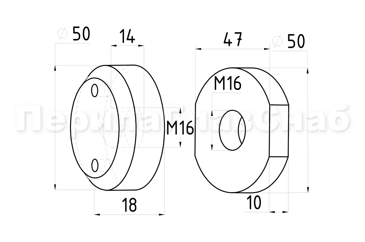Комплект торцевого крепления несущего стекла, полированный, литой. AISI ...